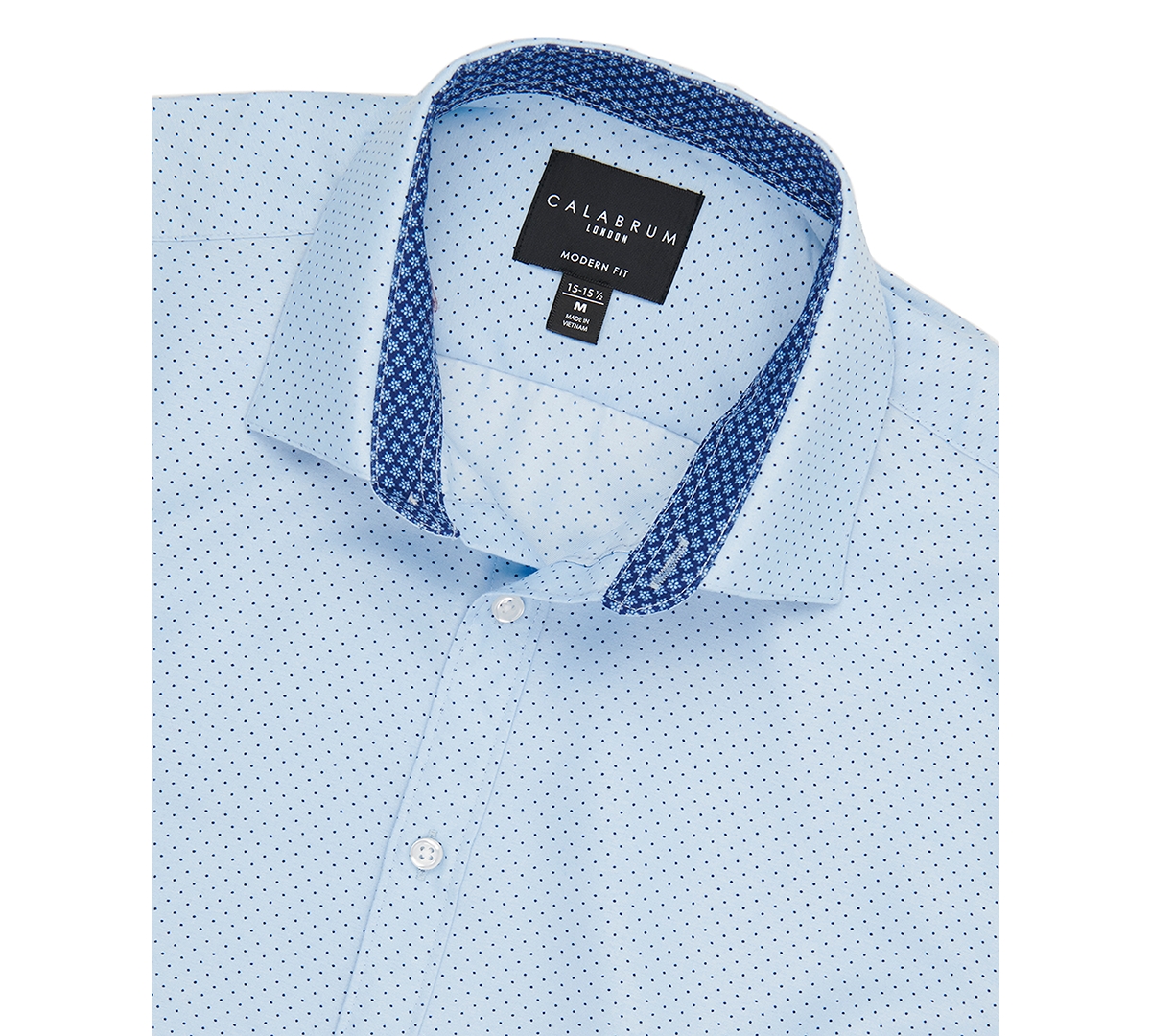 Calabrum Mens Regular Fit Dot Print Wrinkle Free Performance Dress Shirt - Lt Blue