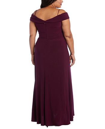 Morgan & Company Trendy Plus Size Off-The-Shoulder Gown - Macy's