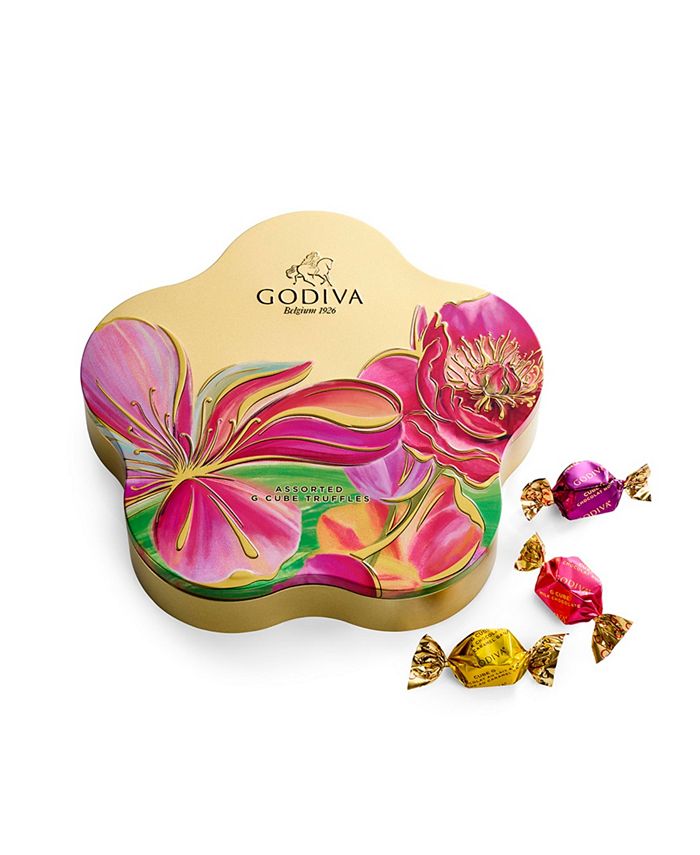 Godiva Spring Assorted G Cube Flower Tin, 32 Piece - Macy's