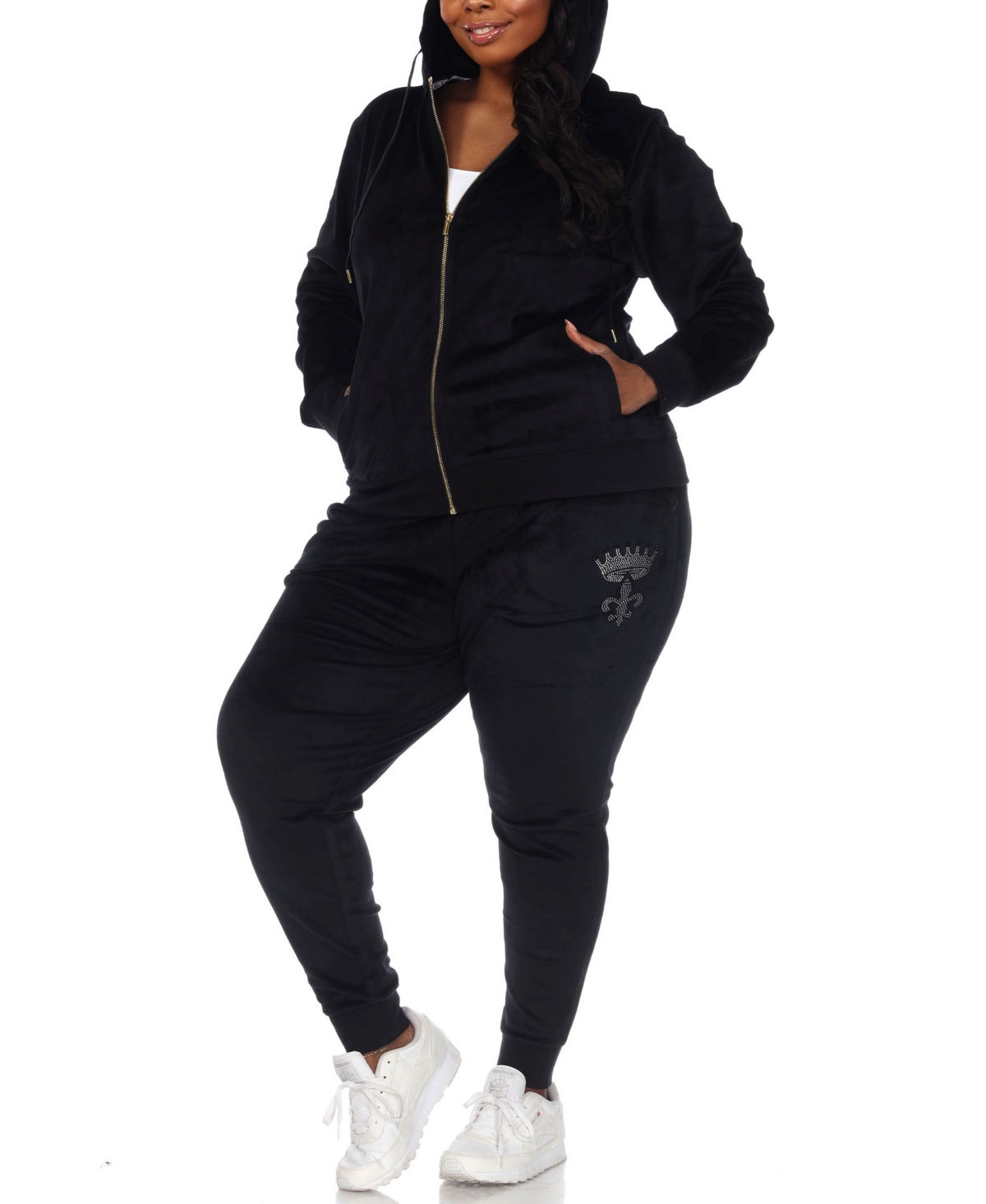Click here for White Mark Plus Size Rhinestone Velour Tracksuit 2... prices