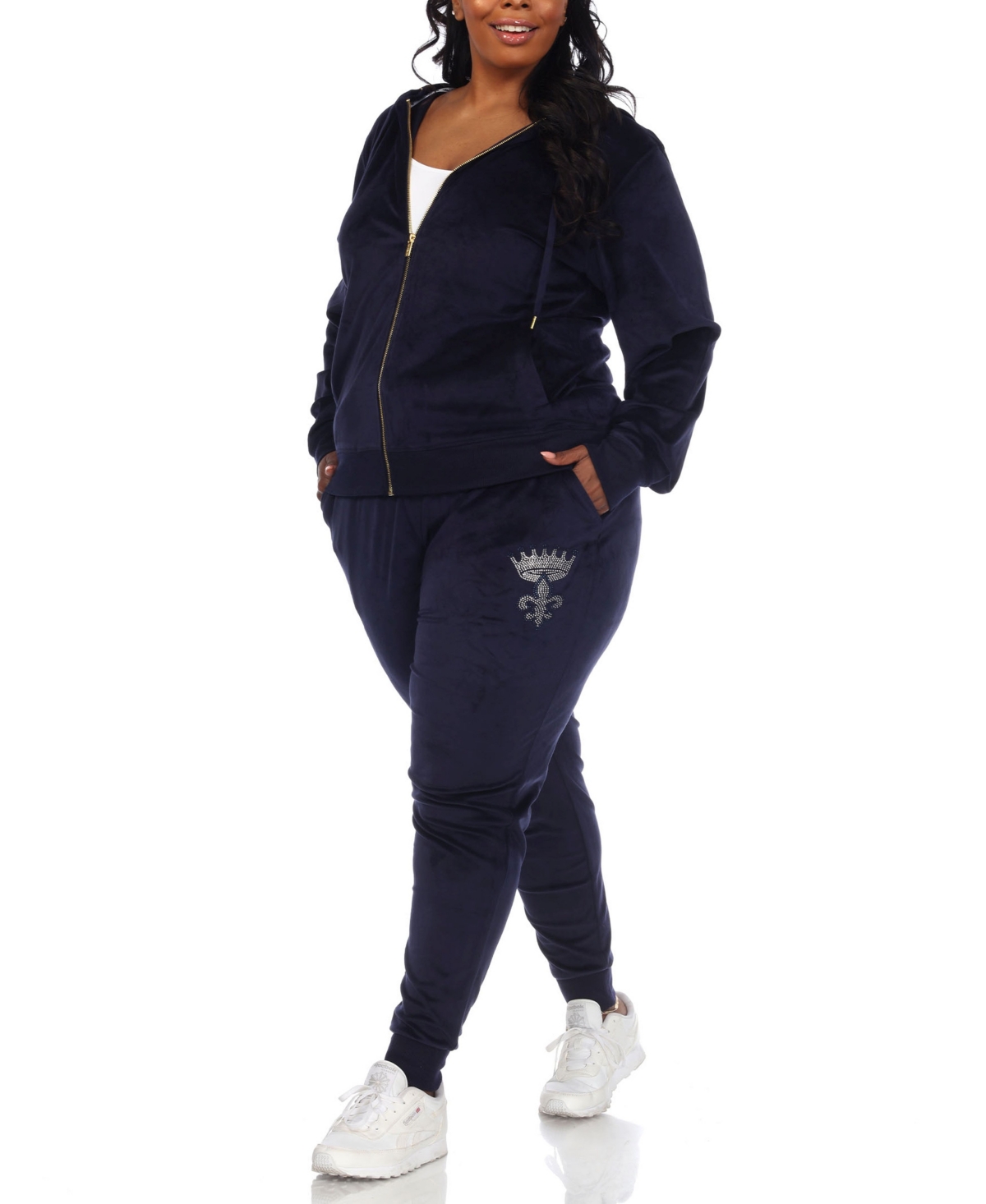 Click here for White Mark Plus Size Rhinestone Velour Tracksuit 2... prices