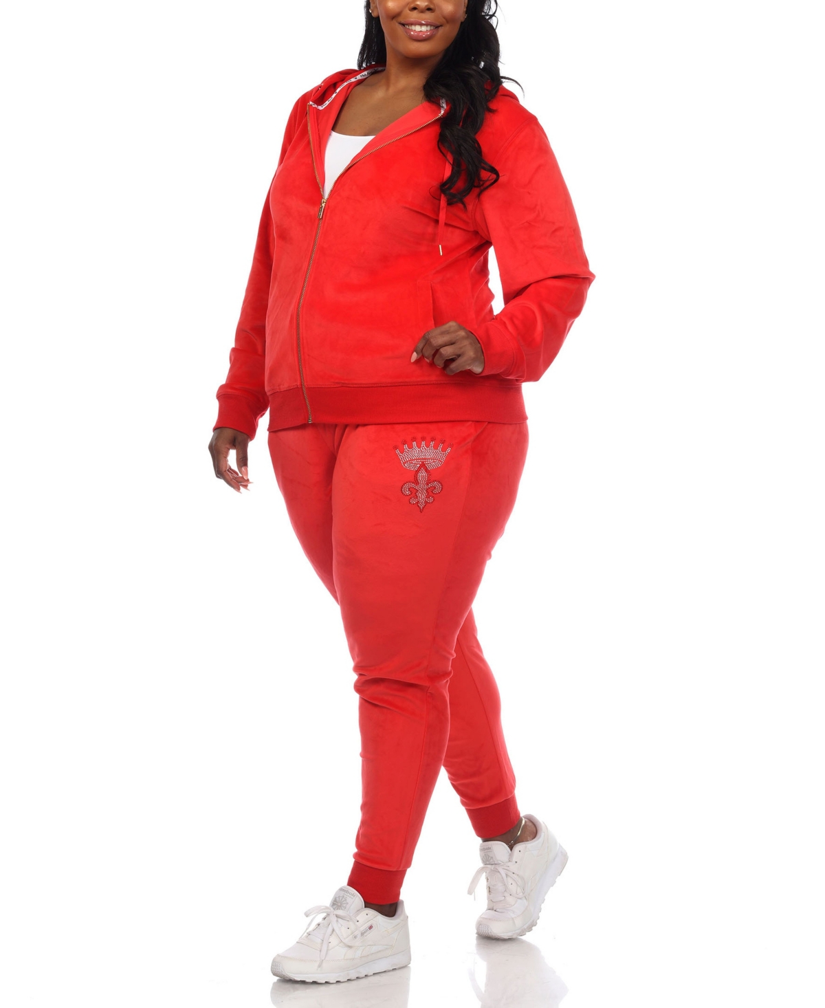 Click here for White Mark Plus Size Rhinestone Velour Tracksuit 2... prices