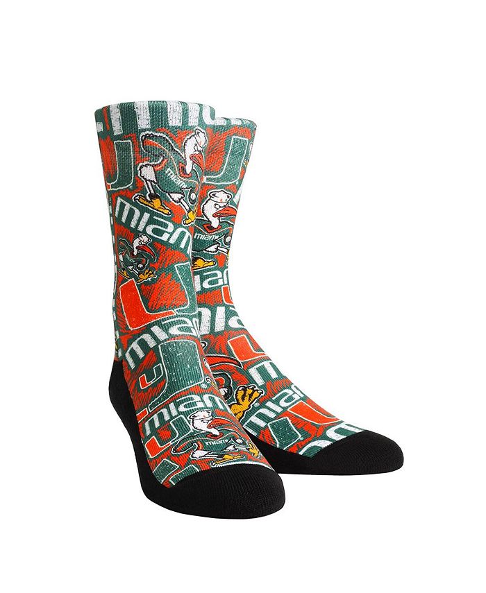 Rock 'Em Men's Rock Em Socks Miami Hurricanes Logo Sketch Crew Socks ...