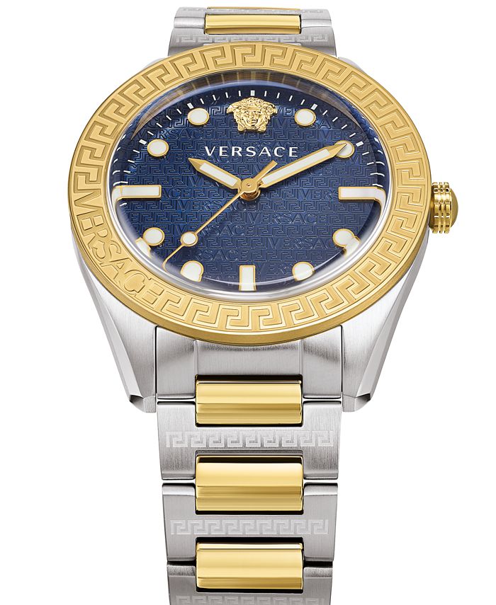 Versace Men's Swiss Greca Dome Two Tone Bracelet Watch 42mm - Macy's