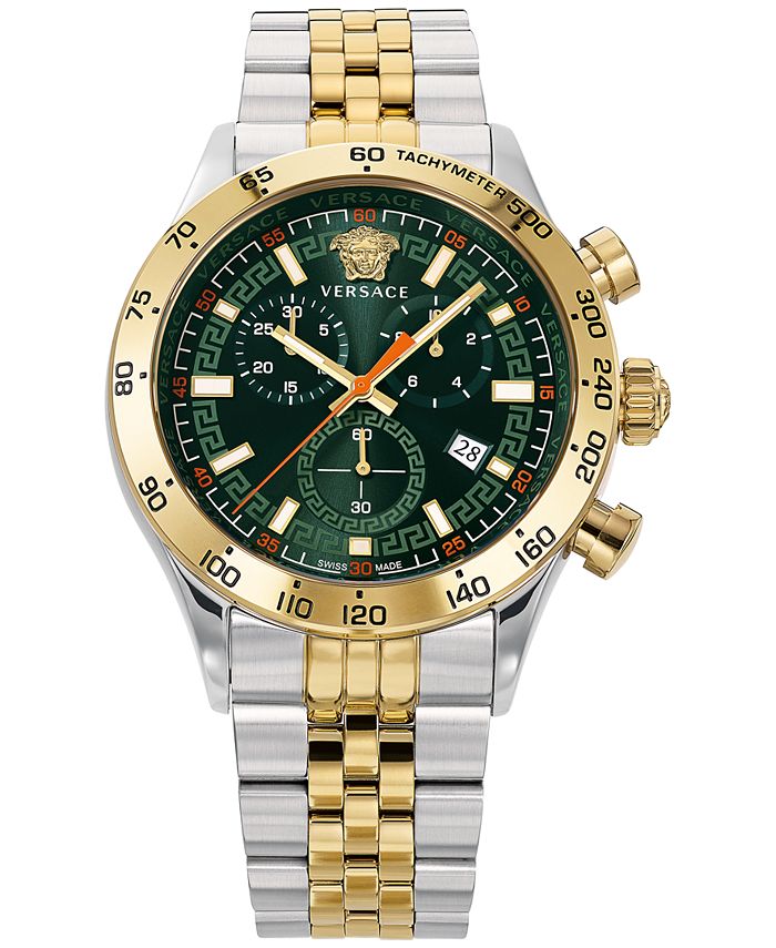 Versace Men's Swiss Chronograph Hellenyium Two Tone Bracelet Watch 44mm ...
