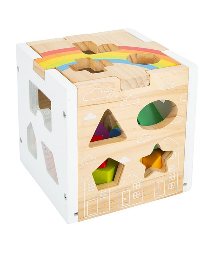 Flat River Group Small Foot Wooden Toys Rainbow Shape Sorter Cube Play ...