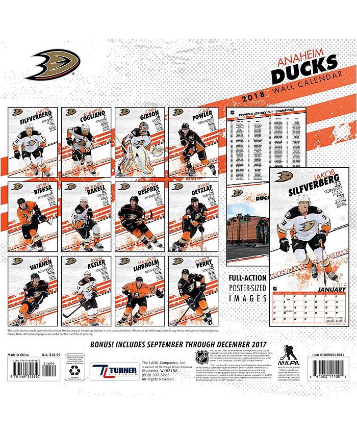 Turner Licensing Anaheim Ducks 2018 12" x 12" Team Wall Calendar - Macy's
