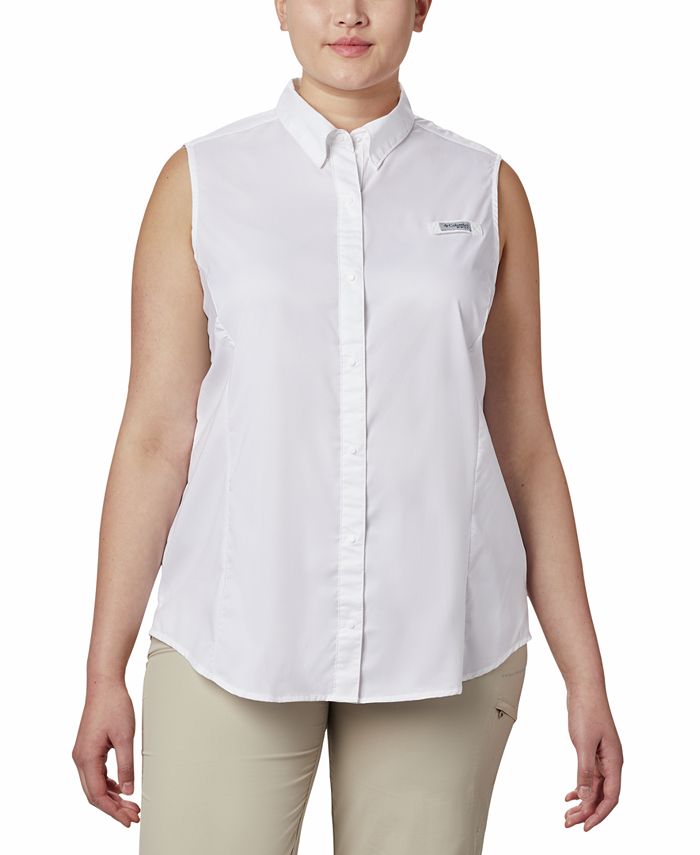 Columbia Plus Size PFG Tamiami Button-Front Sleeveless Top - Macy's