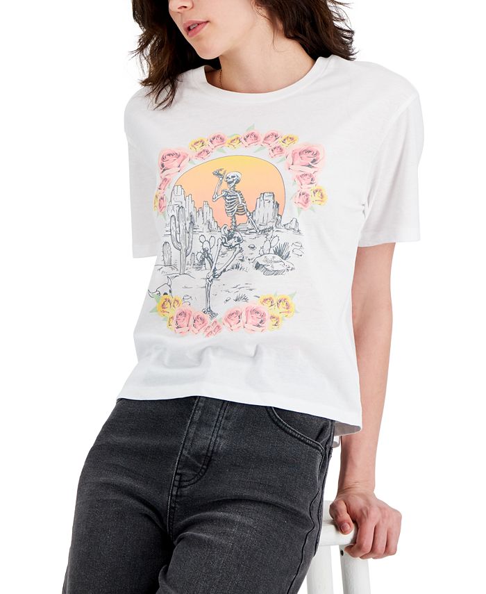 Rebellious One Juniors' Desert Flower Graphic-Print T-Shirt - Macy's