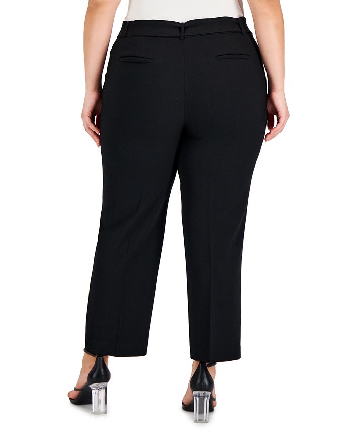 Bar III Plus Size Tie-Waist Crepe Pants, Created for Macy's - Macy's