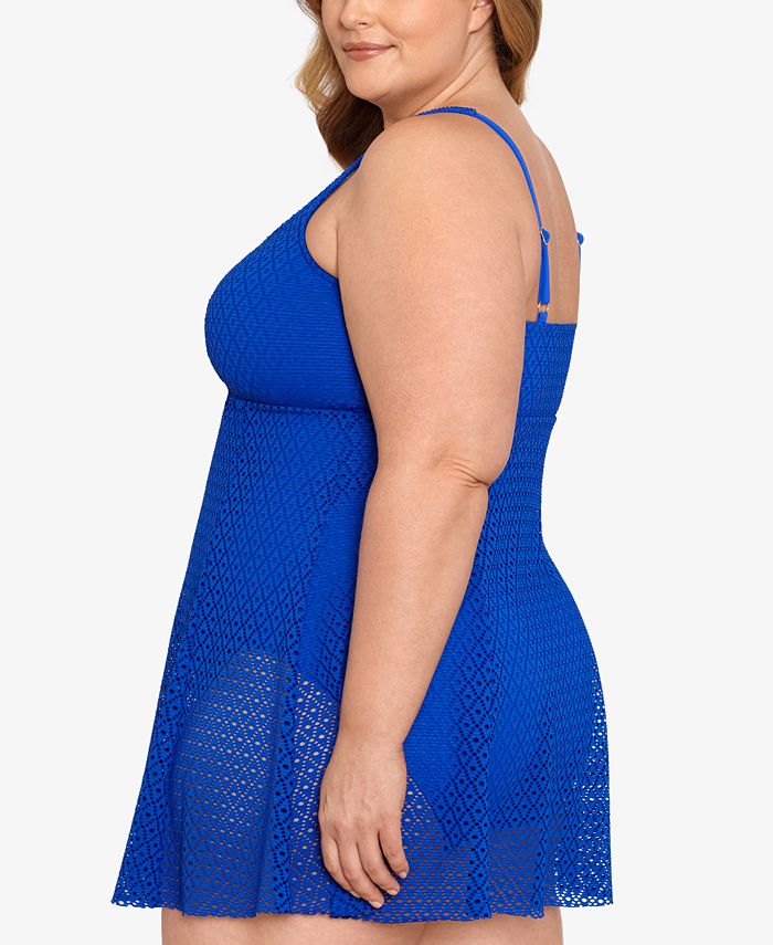 Swim Solutions Plus Size Knot Front Tummy Control Swimdress Created