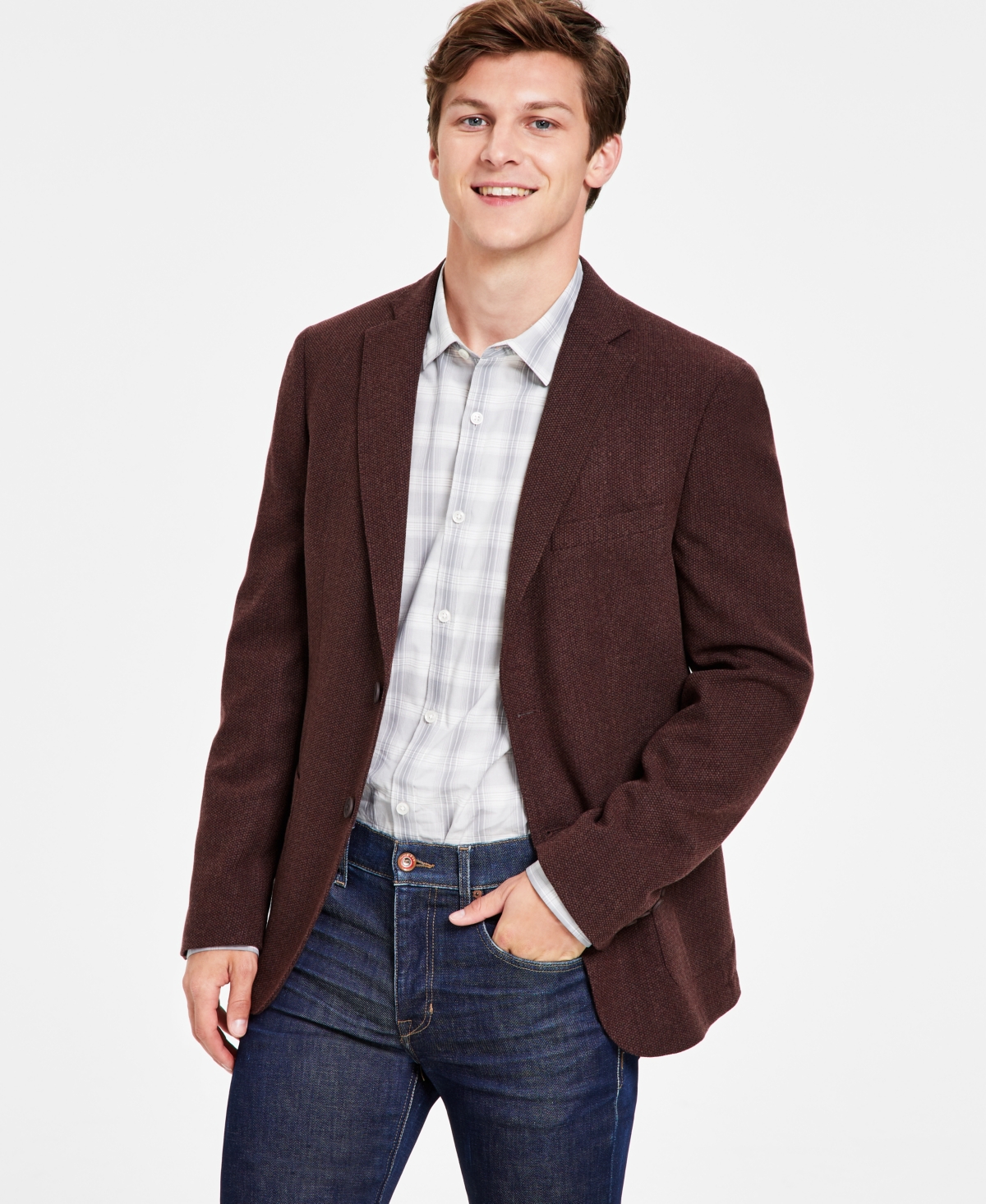 Click here for Calvin Klein Mens Slim-Fit Wool Textured Sport Coa... prices