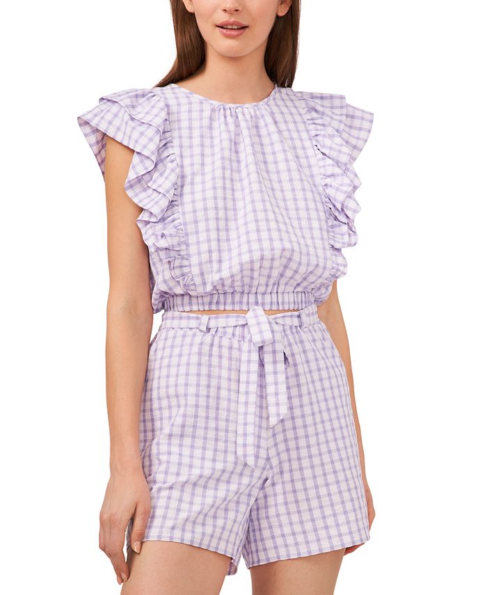 Riley & Rae Women's Pastel Check Ruffled Top, Created for Macy's - Macy's