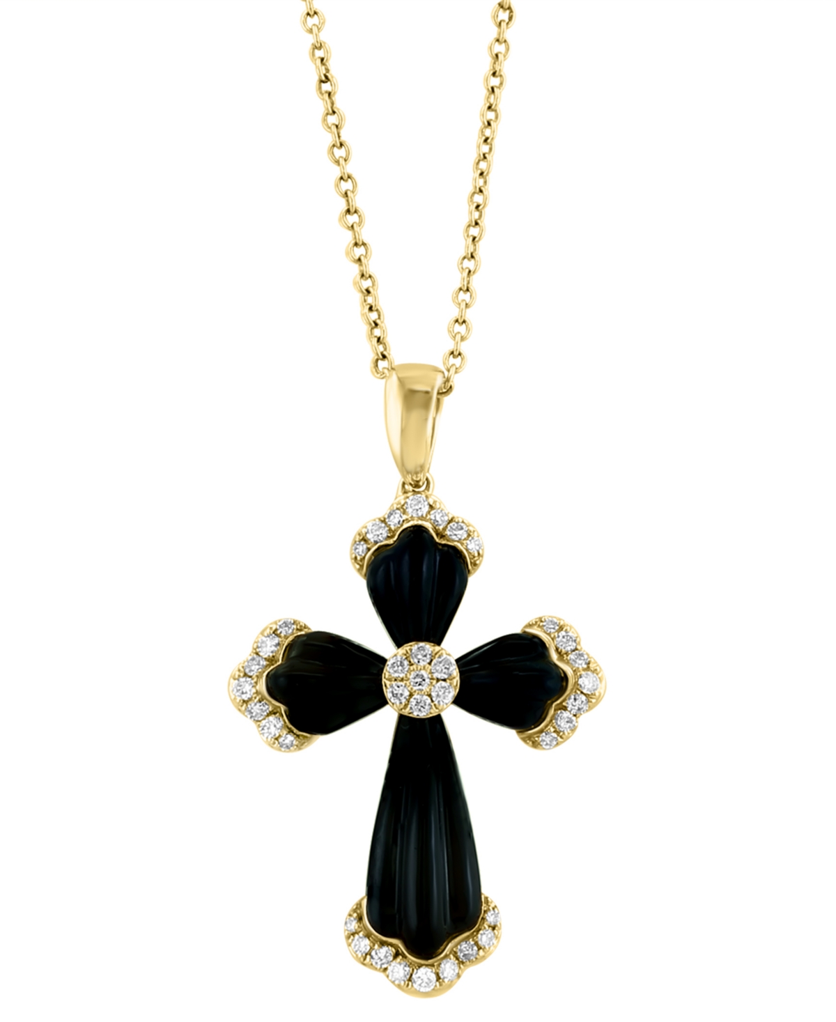Click here for Effy Onyx & Diamond (1/6 ct. t.w.) 18 Cross Pendan... prices