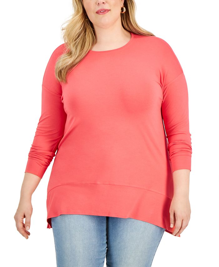 INC International Concepts Plus Size Side-Slit Tunic, Created for Macy ...