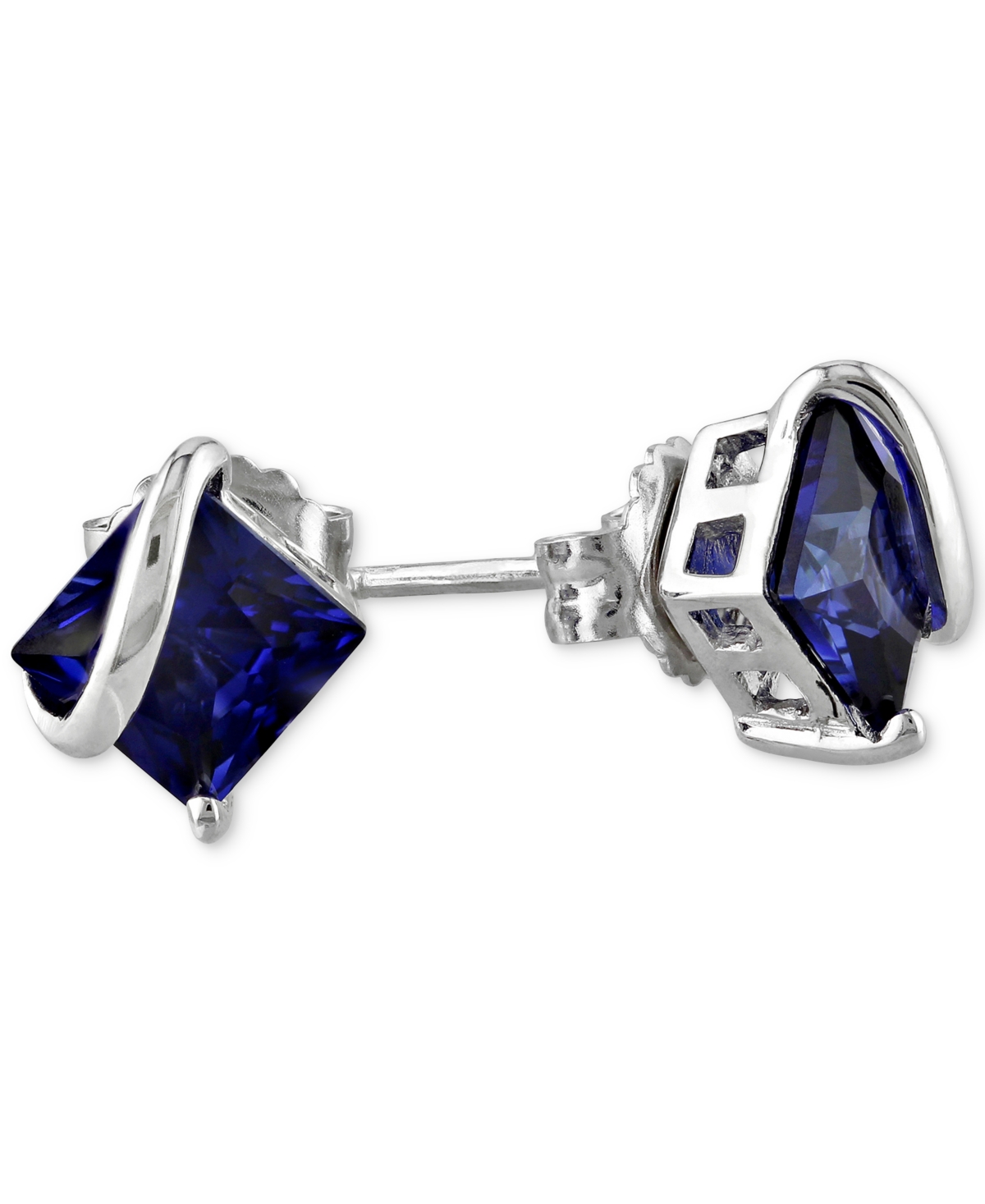 Click here for Lab-Grown Blue Sapphire Square Stud Earrings (2-3/... prices