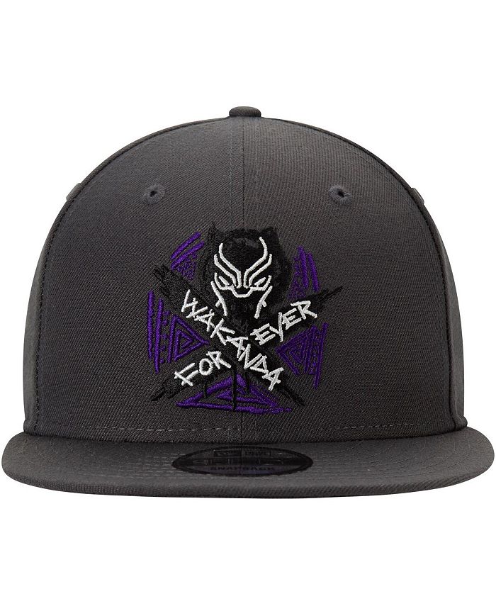 New Era Men's Charcoal Black Panther Wakanda Forever Adjustable ...