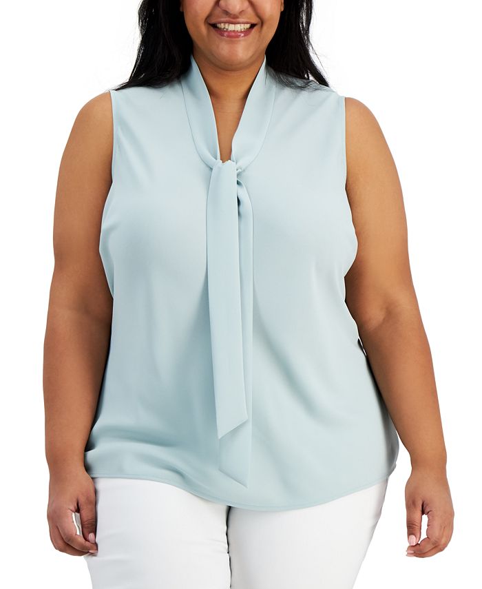 Kasper Plus Size Bow Top - Macy's