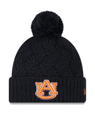 New Era Women's Navy Auburn Tigers Brisk Cuffed Knit Hat with Pom - Macy's