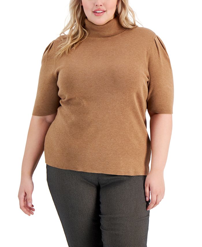 Alfani Plus Size Elbow Sleeve Turtleneck Sweater Created For Macys