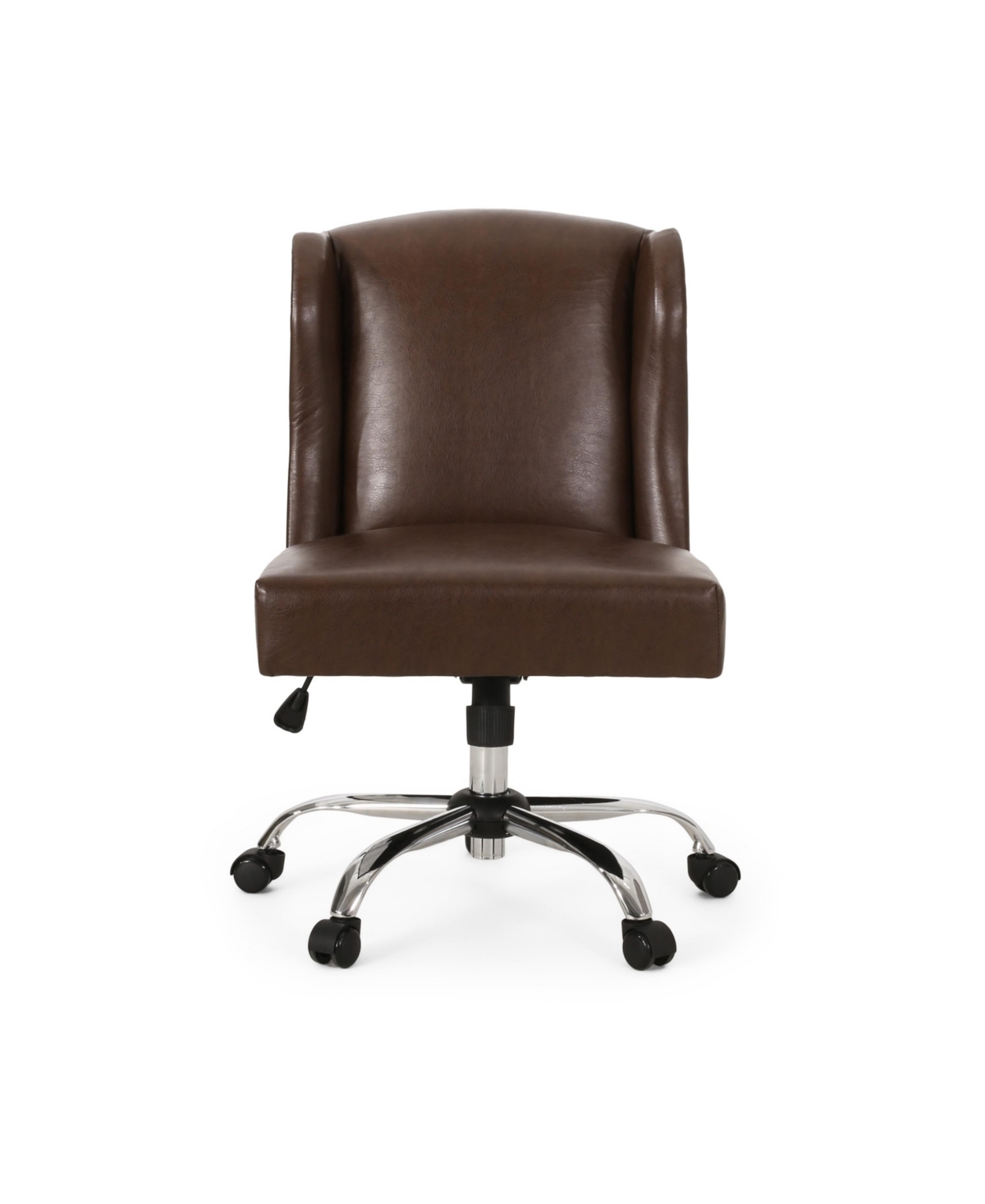 Noble House Bergen Contemporary Wingback Swivel Office Chair In Dark ...