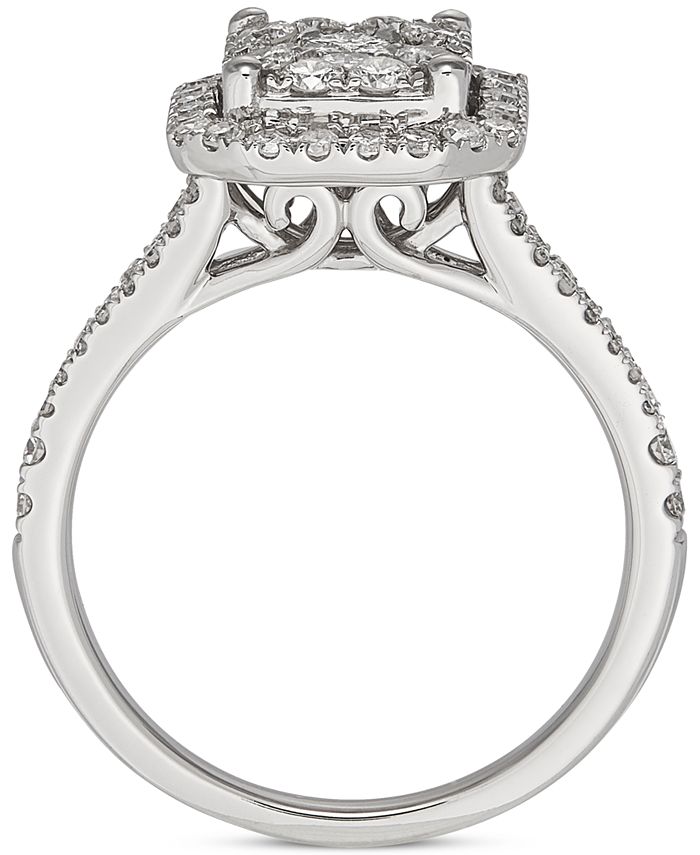 Macy's Diamond Princess Cluster Ring (1 ct. t.w.) in 10k White Gold ...