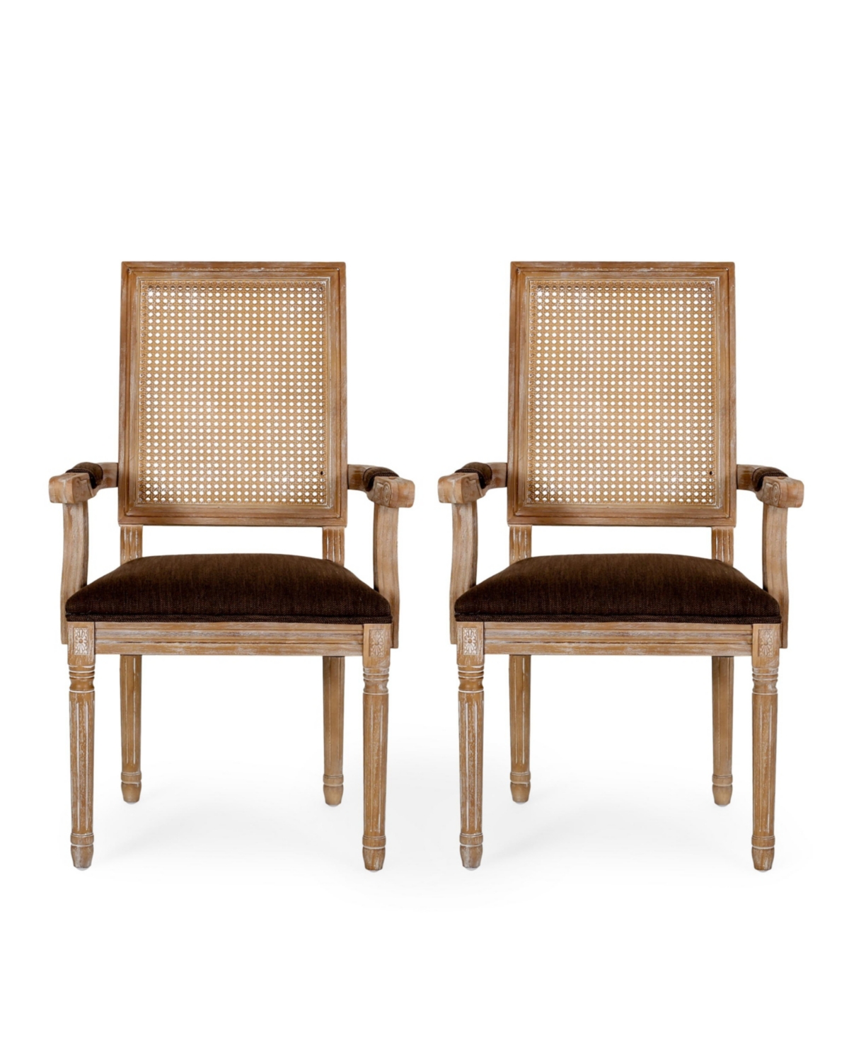 Click here for Maria French Country Wood and Cane Upholstered Din... prices