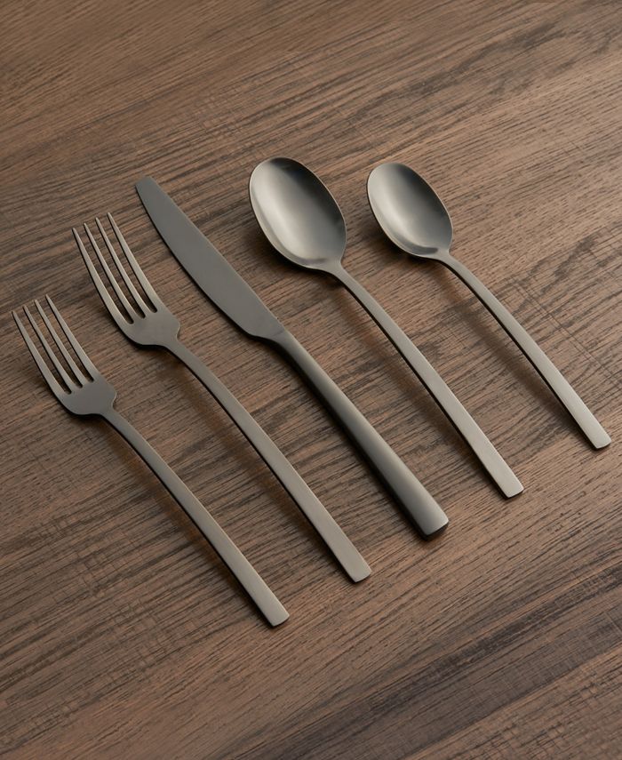 Cambridge Silversmiths Beacon Black Satin 20-Piece Flatware Set ...