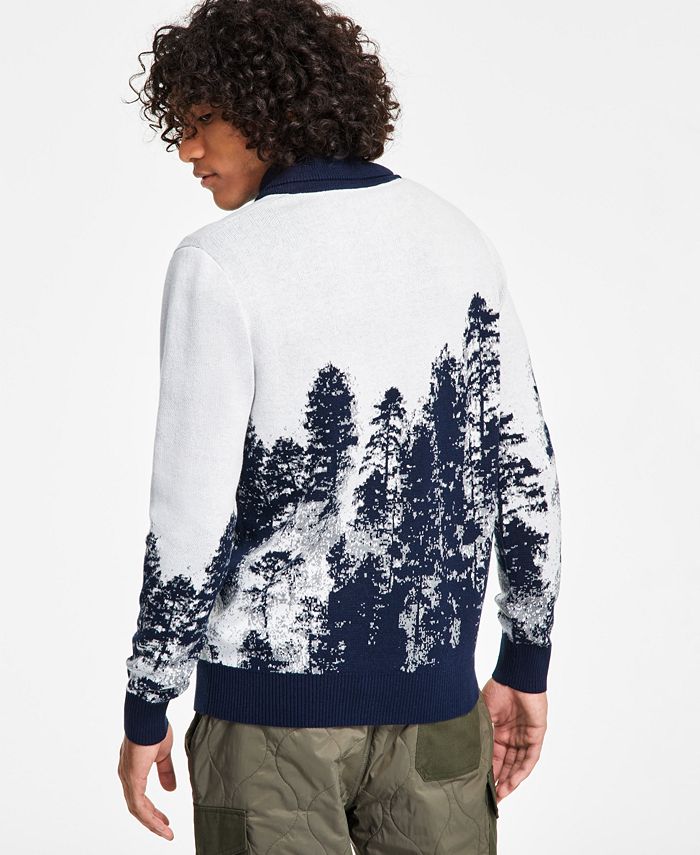 Sun + Stone Men's Scenic Tree Shawl-Collar Sweater, Created for Macy's ...
