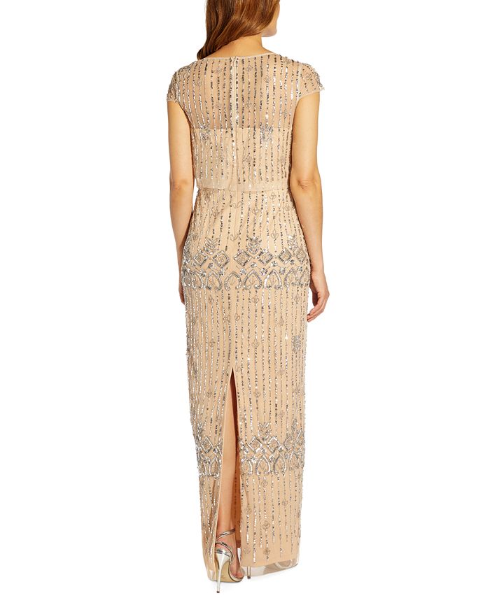 Adrianna Papell Petite Beaded Popover Gown - Macy's