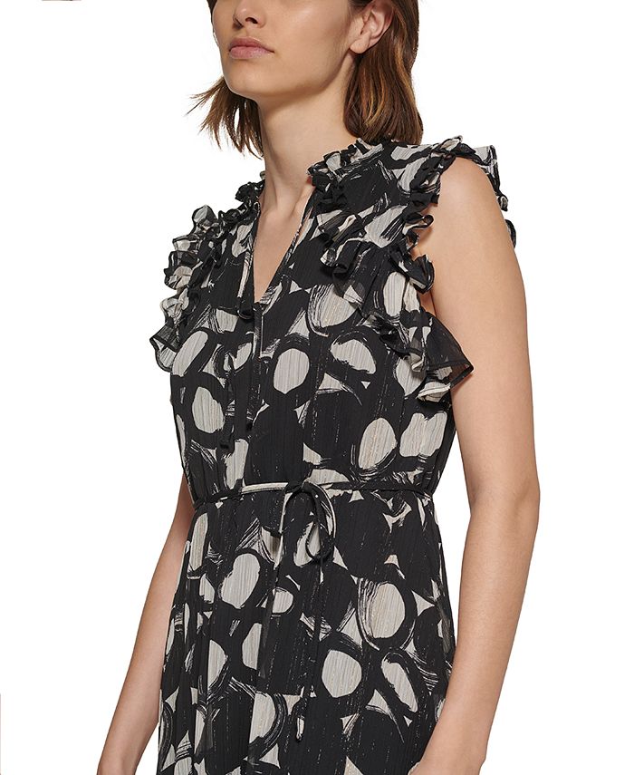 Calvin Klein Ruffled V-Neck Dress - Macy's