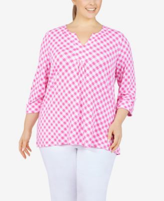 Ruby Rd. Plus Size Gingham Pleated Top - Macy's