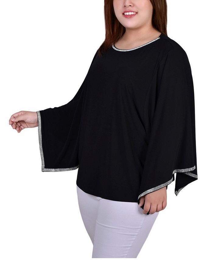 NY Collection Plus Size Long Sleeve Batwing Top - Macy's
