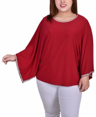 NY Collection Plus Size Long Sleeve Batwing Top - Macy's