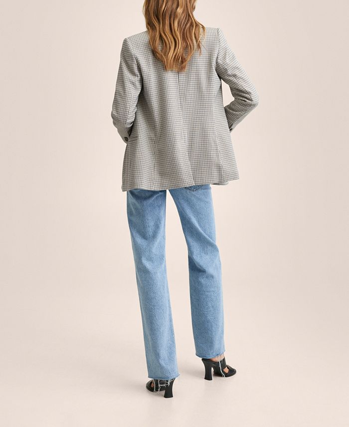MANGO Women's Double-Breasted Check Blazer - Macy's