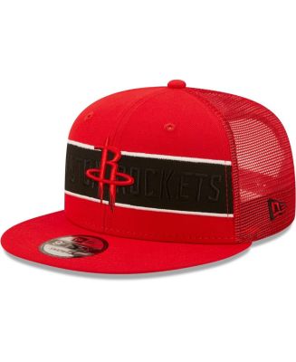 Men's New Era Red Houston Rockets Tonal Band Trucker 9Fifty Snapback ...