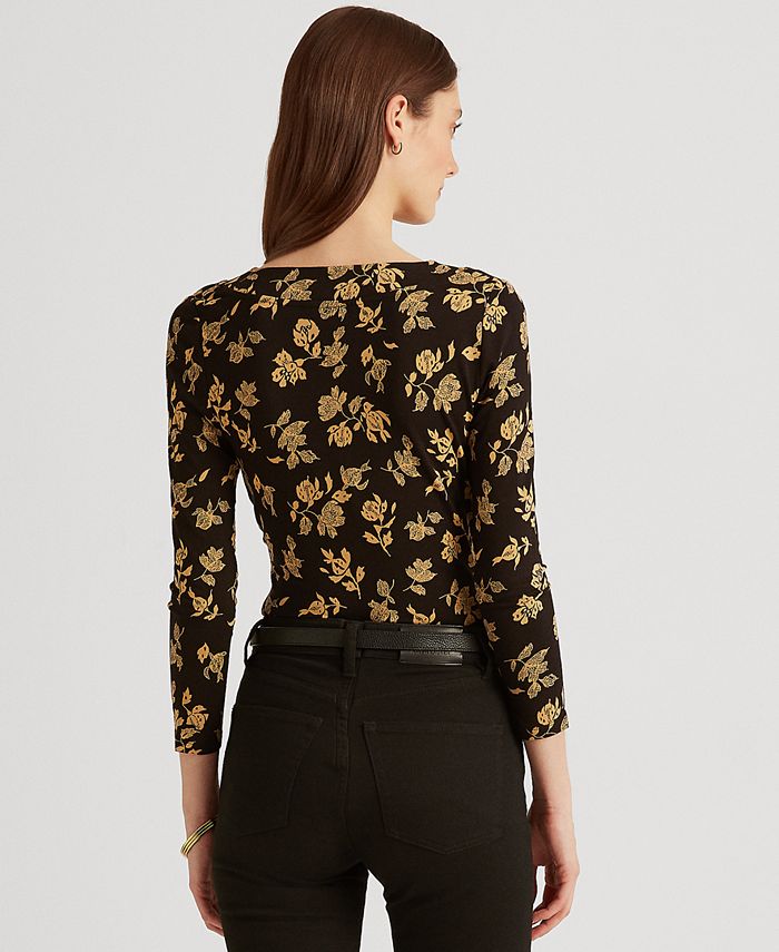 Lauren Ralph Lauren Floral Surplice Stretch Jersey Top Macys