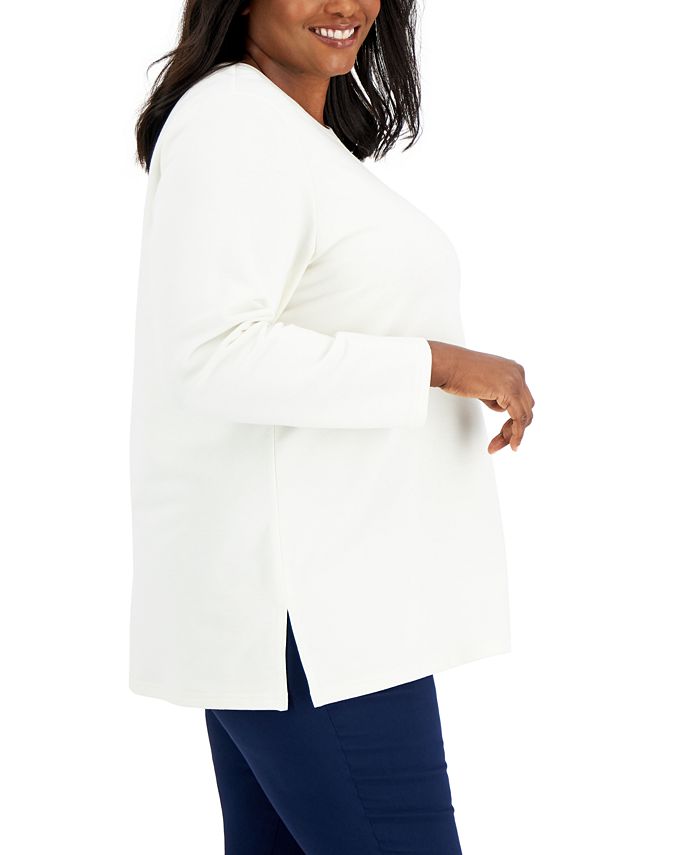 Karen Scott Plus Size French Terry Tunic, Created for Macy's & Reviews ...