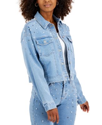 INC International Concepts Women's Luxe Embellished Trucker Jacket ...