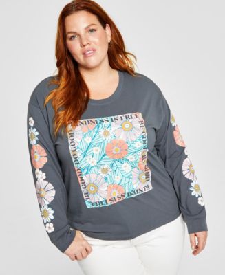 Rebellious One Trendy Plus Size Kindness Is Free-Graphic T-Shirt - Macy's