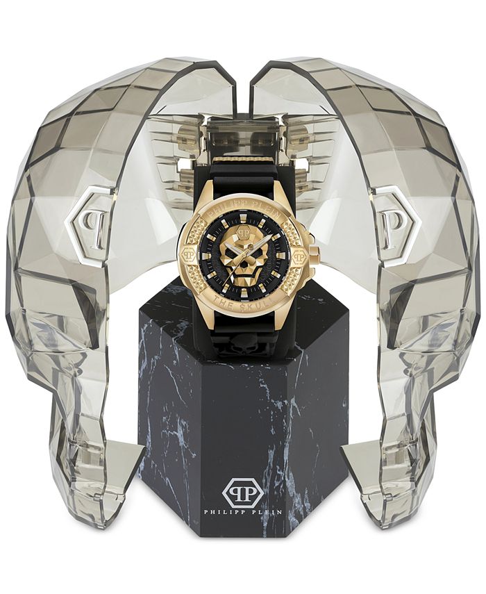 Philipp Plein Men's The $kull Black Strap Watch 44mm - Macy's