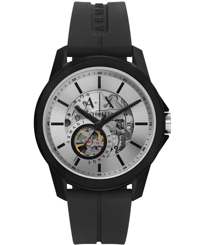 A|X Armani Exchange Men's Automatic in Black Case with Black Silicone ...