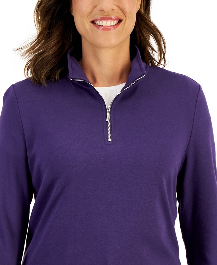 Karen Scott Women's Cotton Zip-Neck Top, Created for Macy's & Reviews ...