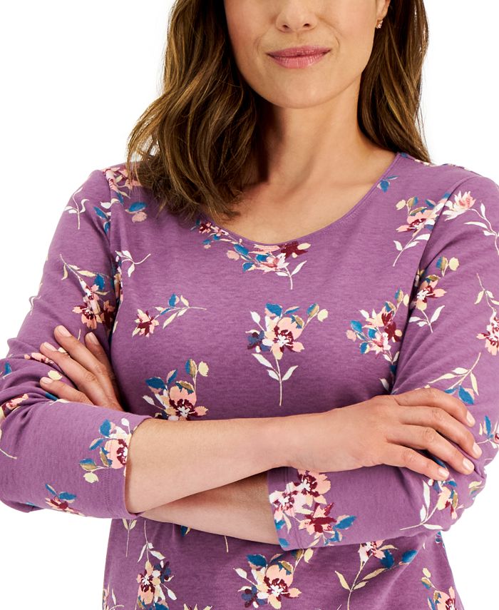 Karen Scott Women's Kristin Floral-Print Top, Created for Macy's ...