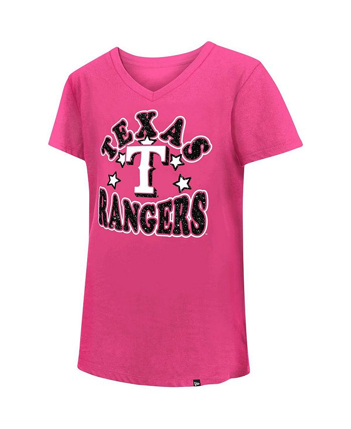 New Era Big Girls Pink Texas Rangers Jersey Stars V-Neck T-shirt - Macy's
