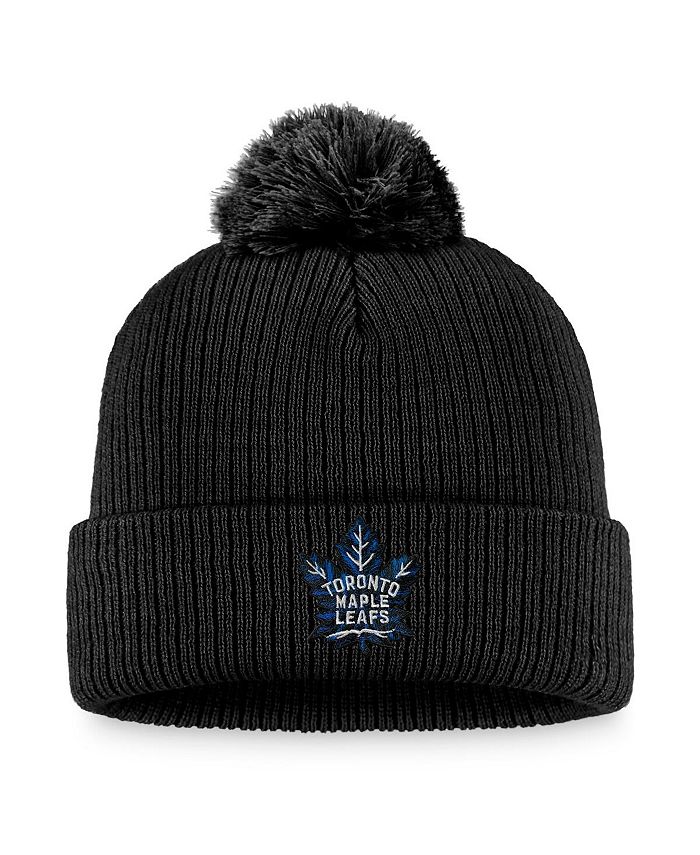 Fanatics Men's Black Toronto Maple Leafs Alternate Logo Cuffed Pom Knit ...