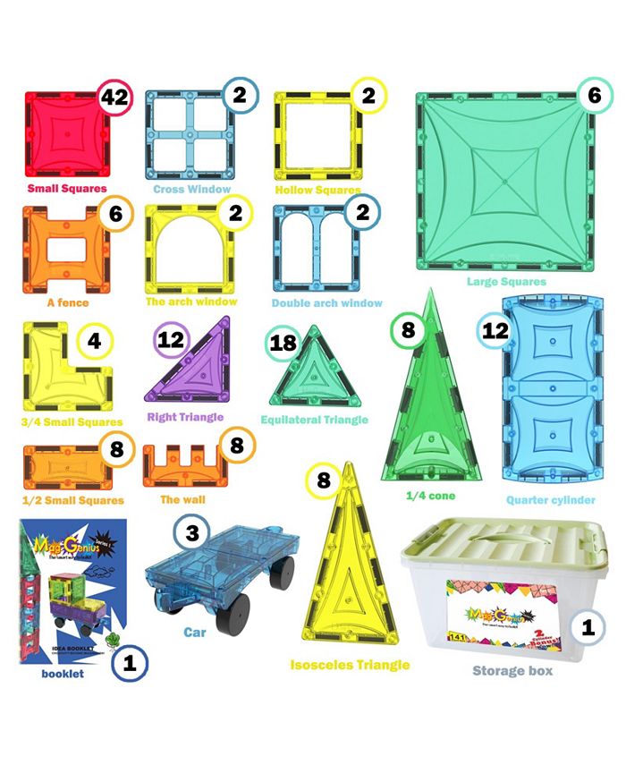 Mag-Genius Magnet Tiles, 141 + 2 Pieces - Macy's