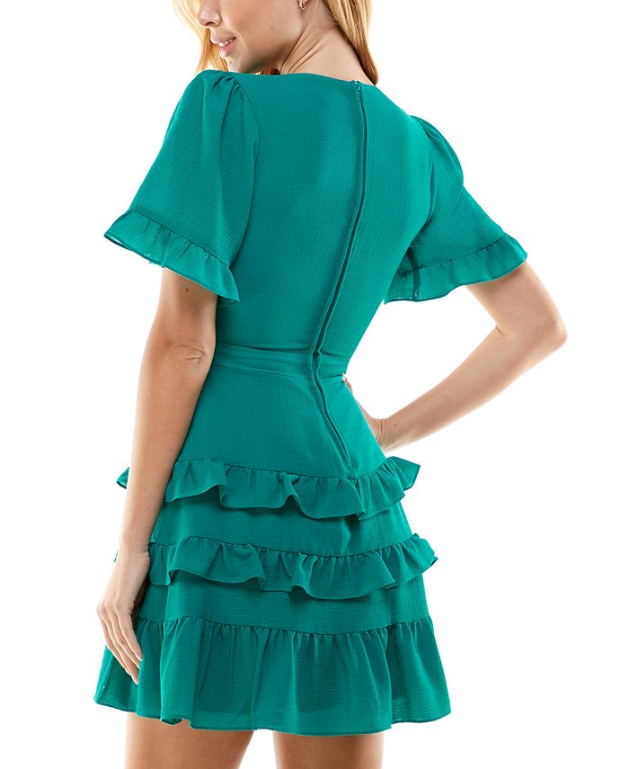 City Studios Juniors' Ruffled Surplice-Neck Dress - Macy's