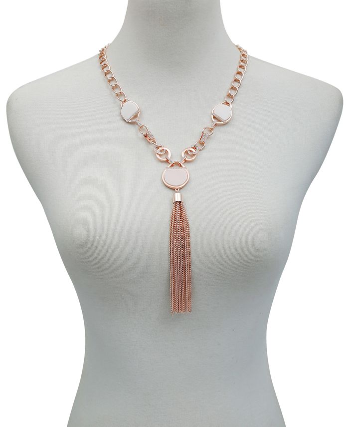 T Tahari Crystal Stone Tassel Necklace - Macy's