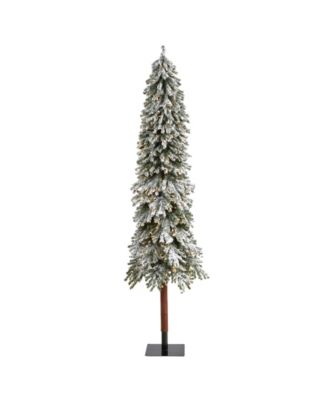 Flocked Grand Alpine Artificial Christmas Tree with Lights and Bendable ...